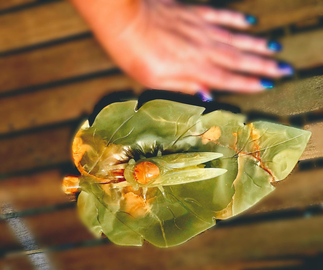 Hand Carved Locust Leaf Sculpture - Unique Jade Carving - Etsy