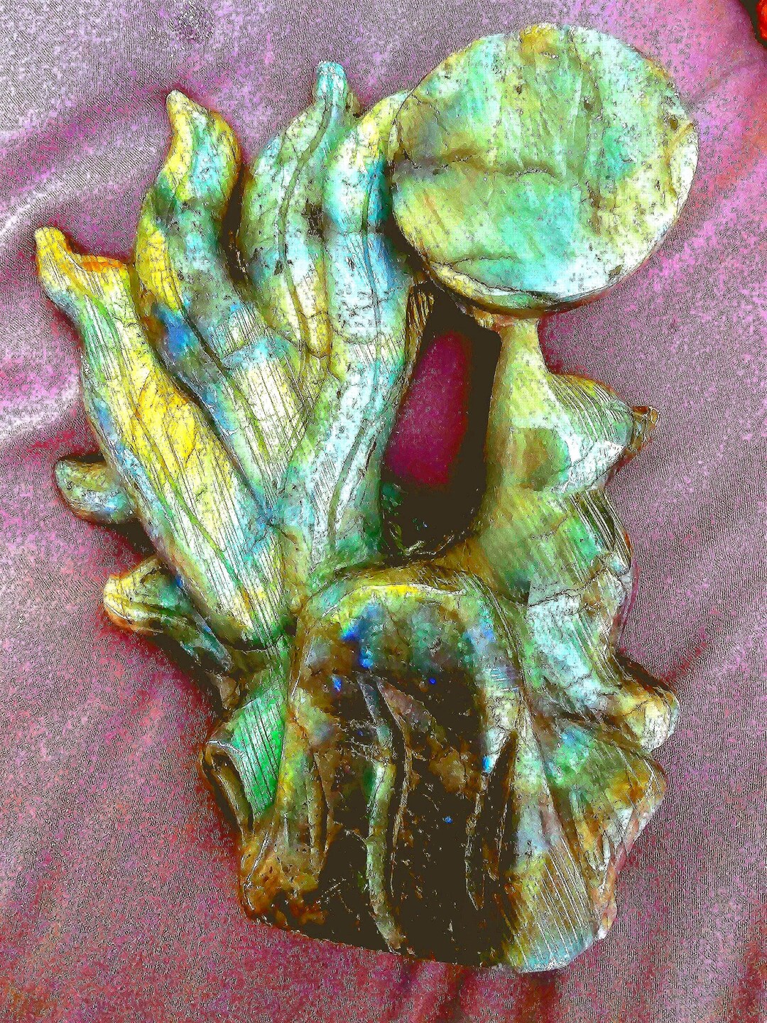 Nine Tailed Fox With Full Moon Hand Carved of Labradorite. Kitsune ...