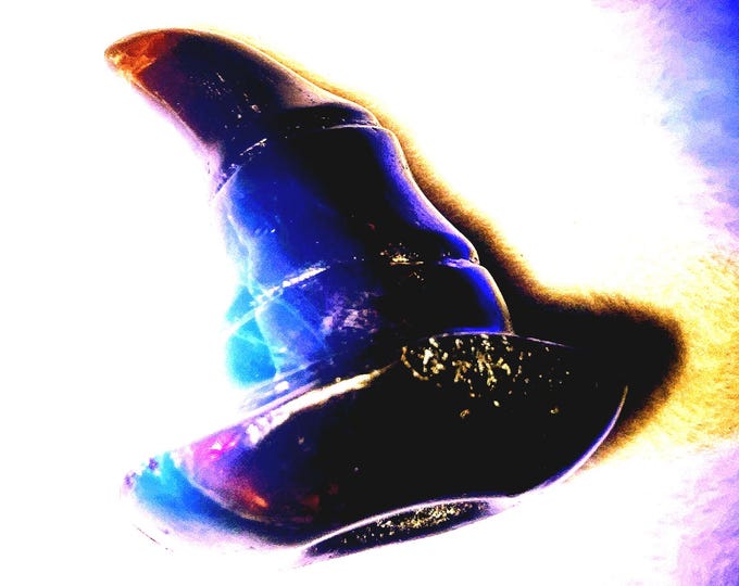 Sumatran Blue/fire Amber Carved Witch's Hat With Sparks of Orange Fire ...