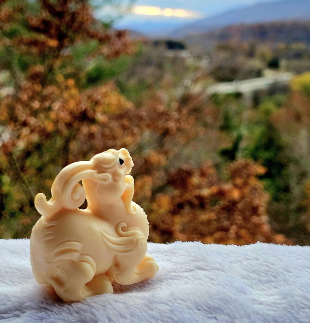 Kirin/qilin/dragon Carved Tagua Nut Statue. Chimera Sculpted of Ivory ...