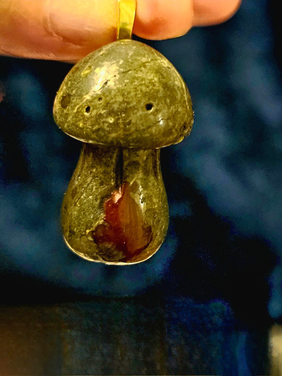 Unakite Mushroom Pendant. Green and Red Fungi Necklace. - Etsy