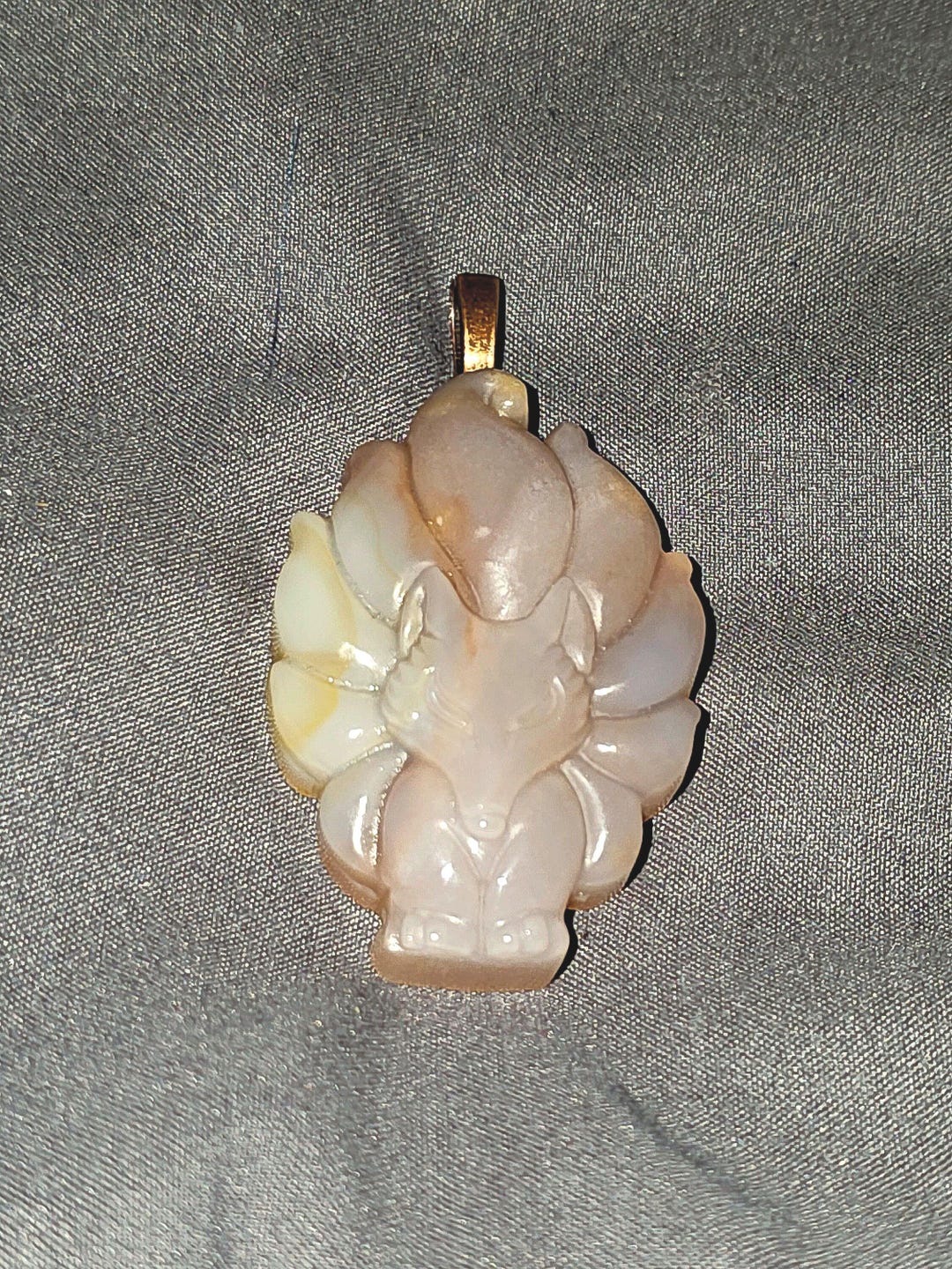 Ocean Jasper Nine Tailed Fox on Silk Cord. - Etsy