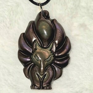 Rainbow Obsidian Nine Tailed Fox Pendant - Etsy