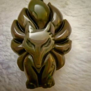 Rainbow Obsidian Nine Tailed Fox Pendant - Etsy