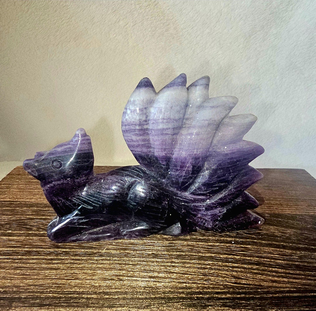 Dream Amethyst Nine Tailed Fox. Kitsune Sculpture. - Etsy
