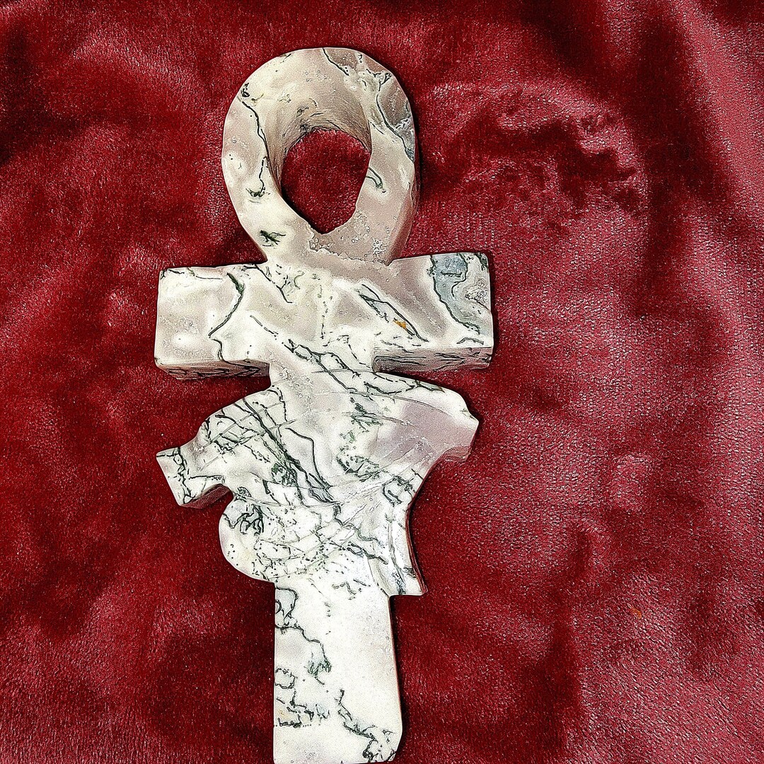 Hand Carved Ankh With Eye of Horus in Moss Agate - Etsy