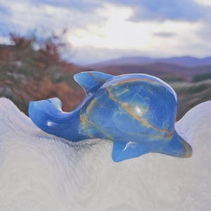 Hand Carved Blue Onyx Statue Dolphin Jumping in Waves. - Etsy