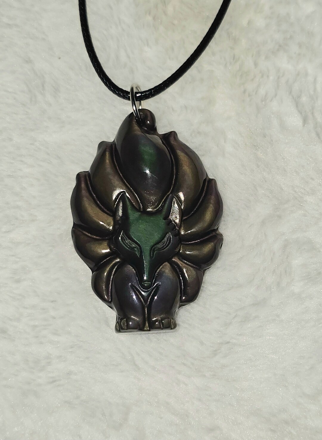 Rainbow Obsidian Nine Tailed Fox Pendant - Etsy
