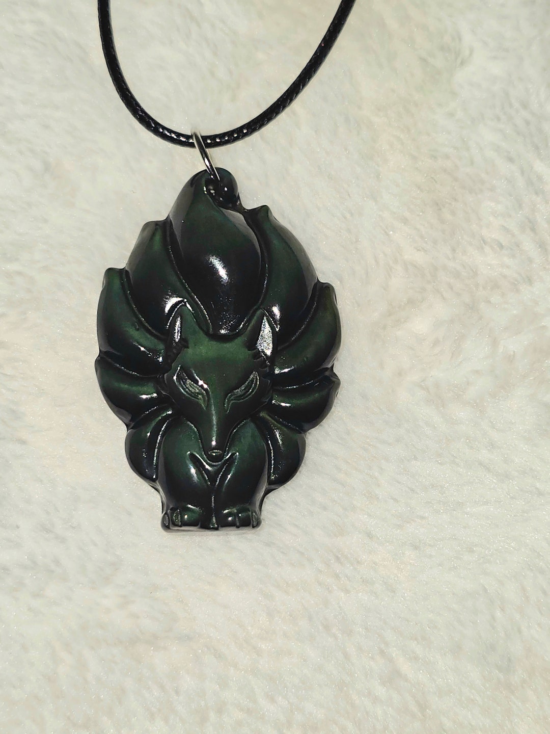 Rainbow Obsidian Nine Tailed Fox Pendant - Etsy