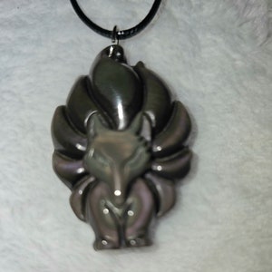 Rainbow Obsidian Nine Tailed Fox Pendant - Etsy