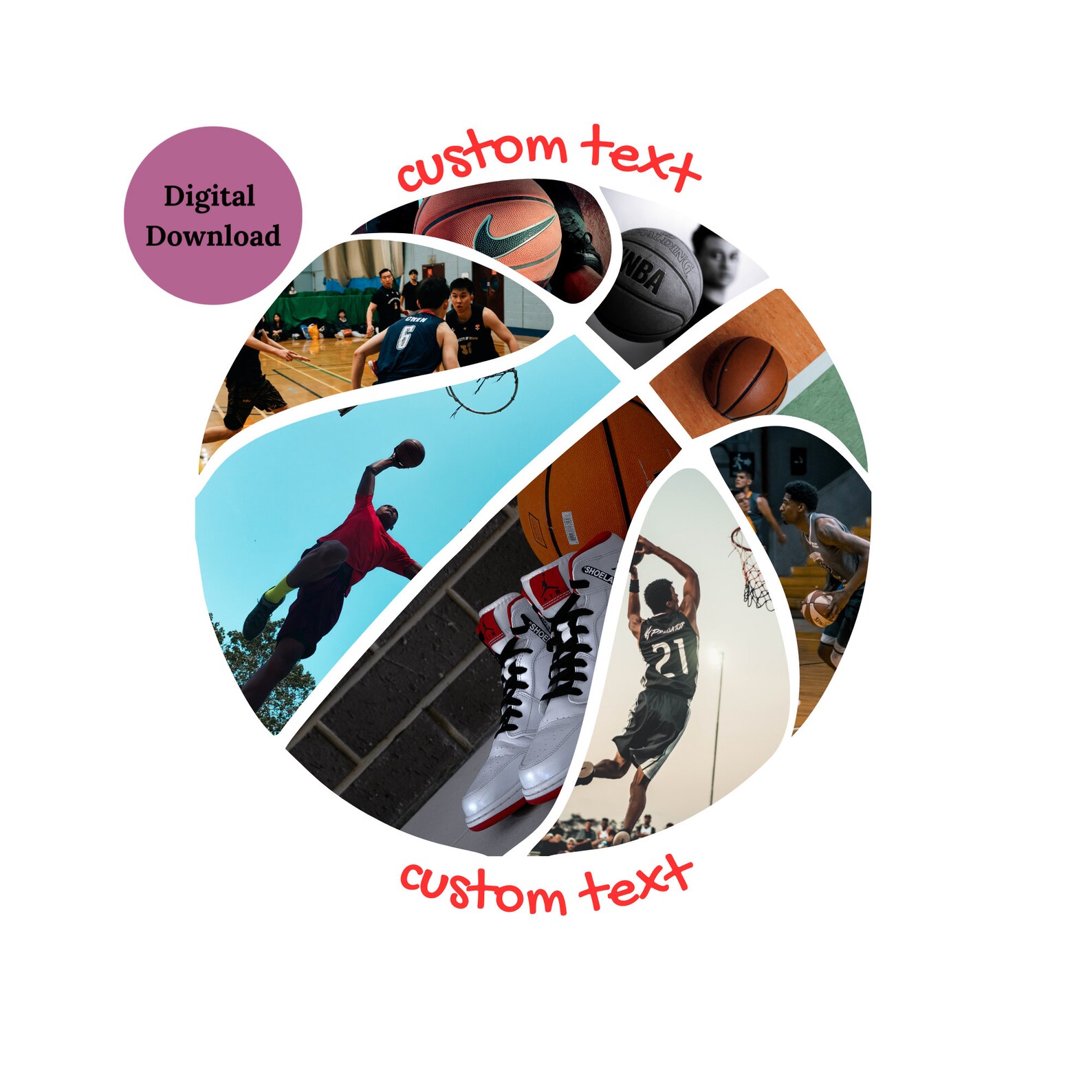 EDITABLE Basketball Photo Collage, Custom Collage, Gift for Seniors ...