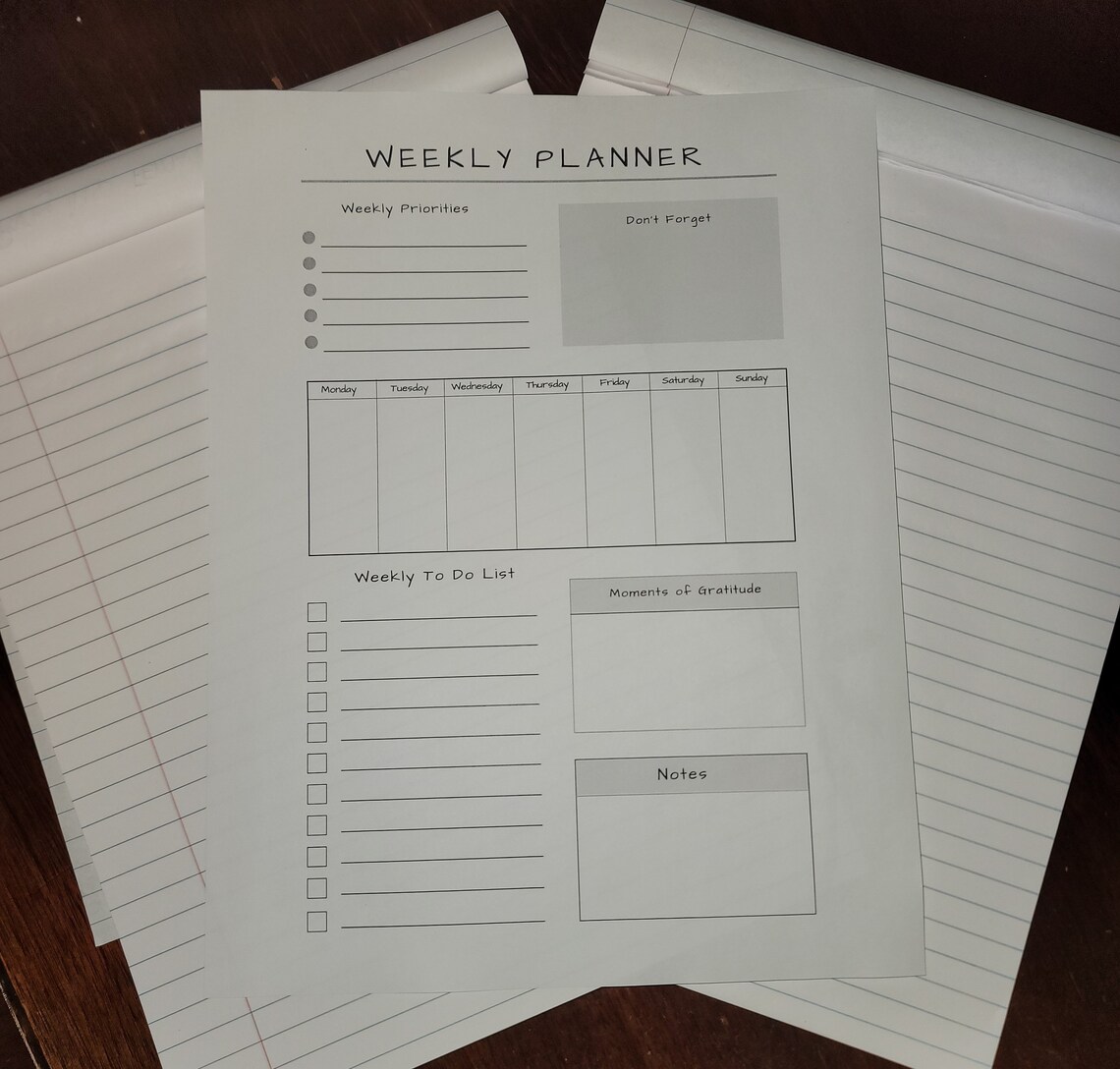 Weekly Dashboard Planner Printable, Printable Minimalist Design Weekly ...