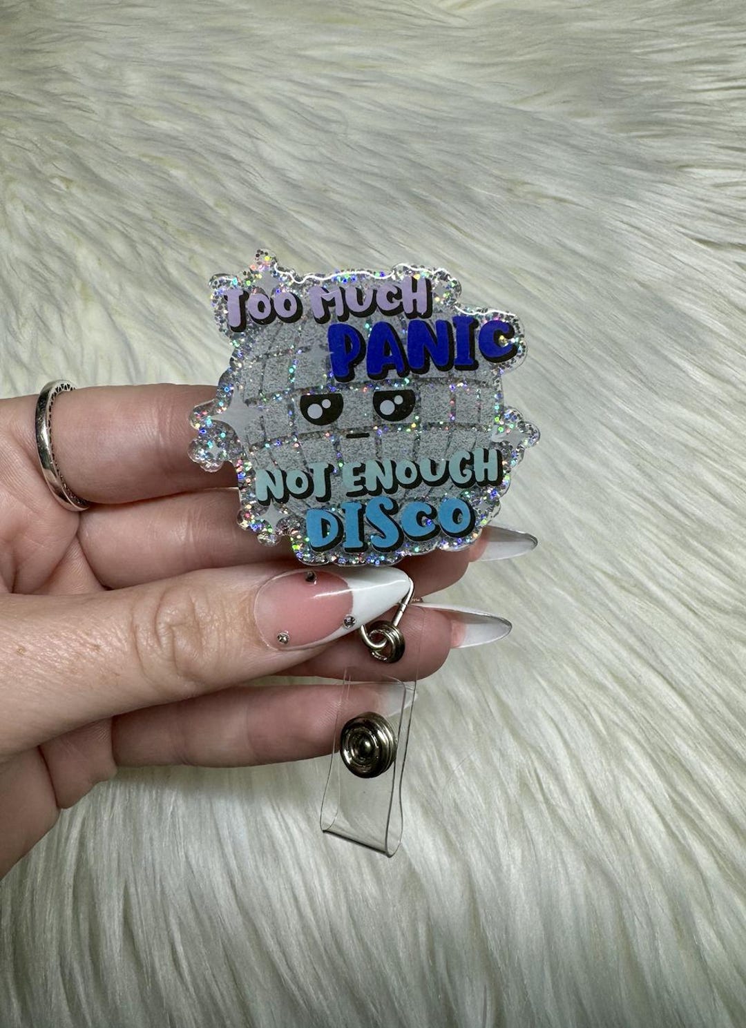 Too Much Panic Not Enough Disco Badge Reel, Funny Badge Reel, Disco ...