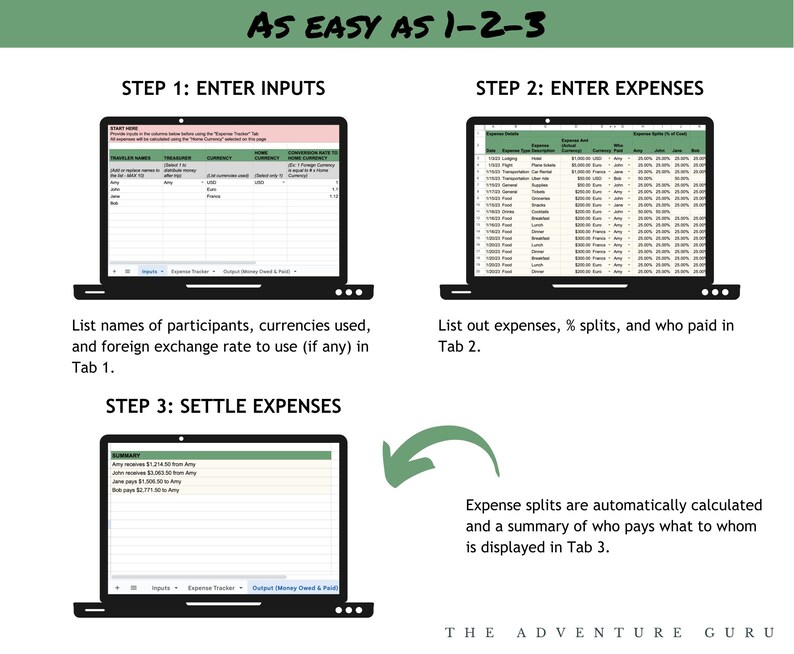 Group Travel Expense Tracker Splitter | Google Template | Instant ...