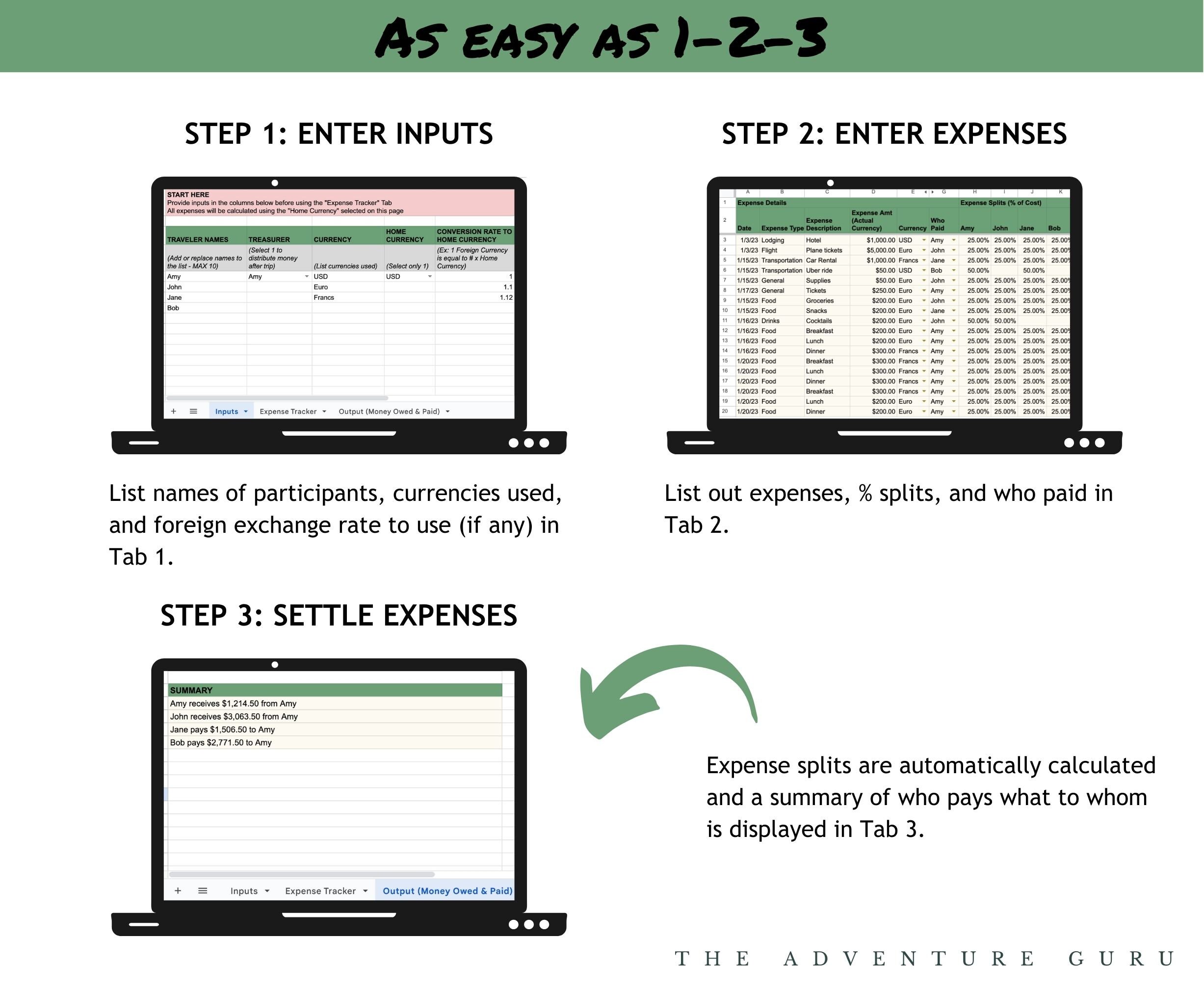 Group Travel Expense Tracker Splitter | Google Template | Instant ...