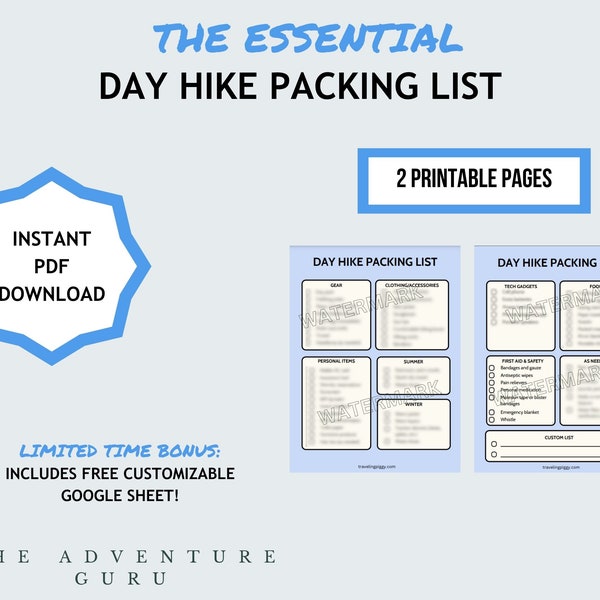 Printable Hiking Packing List - Etsy