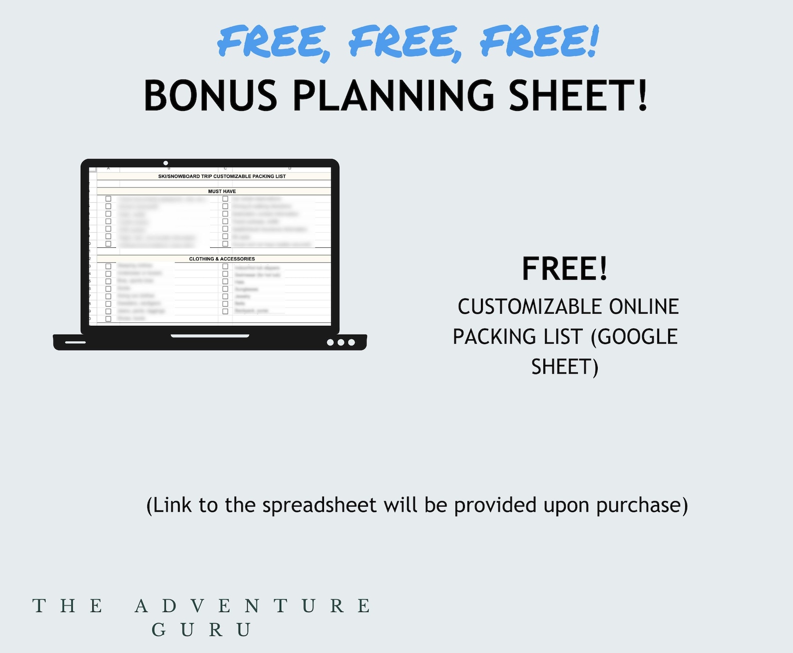 Ski Snowboard Trip Packing List Printable - Instant Download, Vacation ...