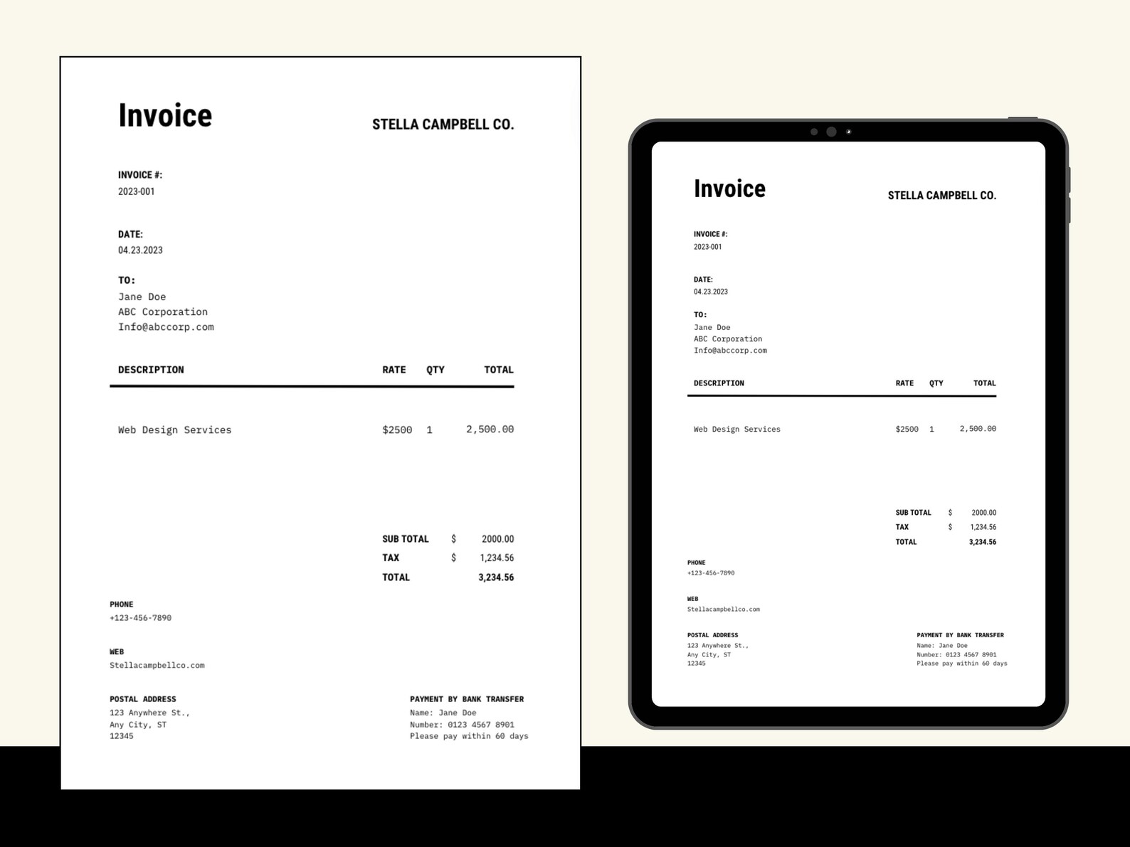 Minimalistic Invoice Template - Etsy