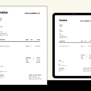 Minimalistic Invoice Template - Etsy