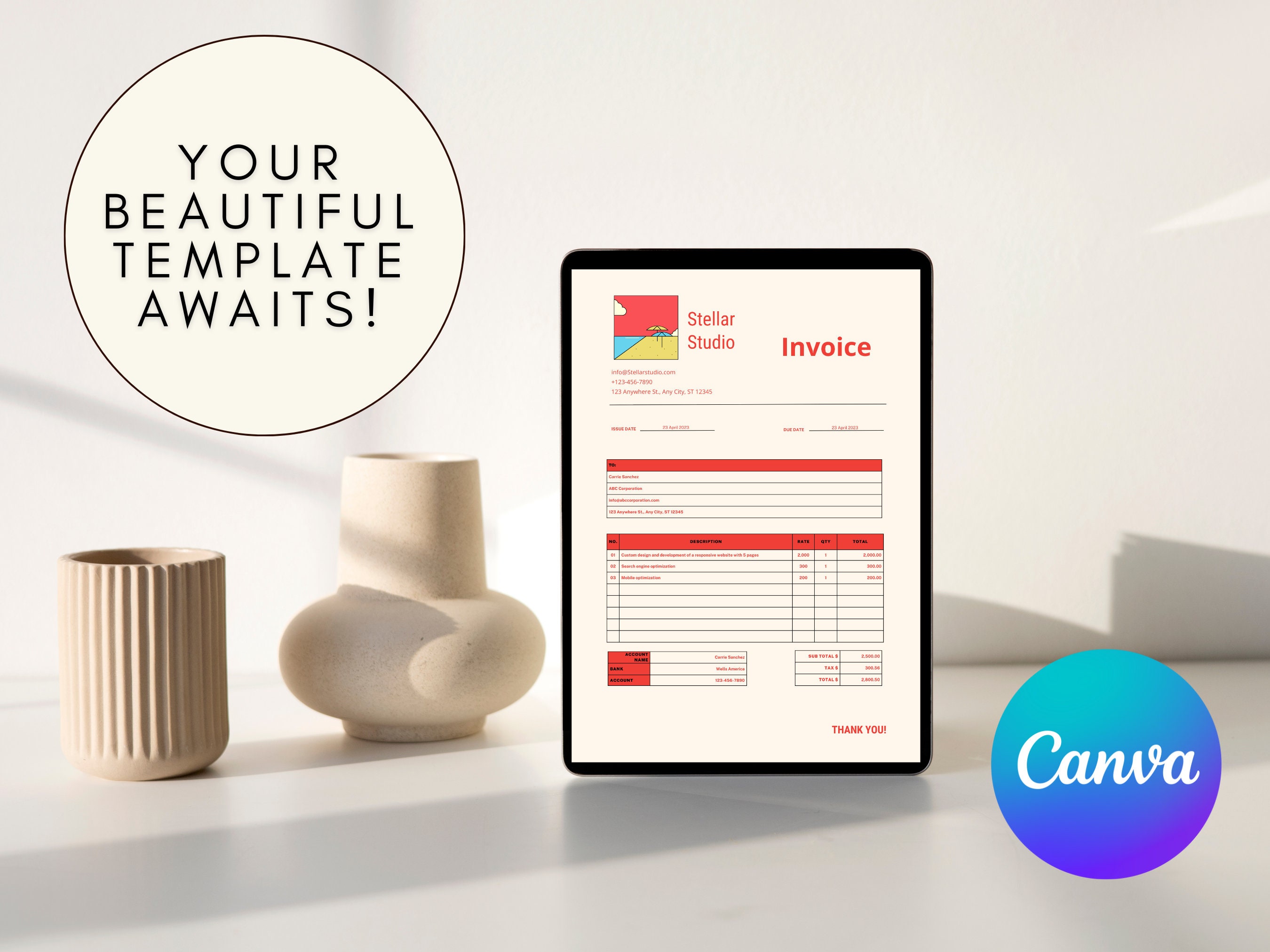 Detailed Creative & Customizable Invoice Template for Illustrators ...