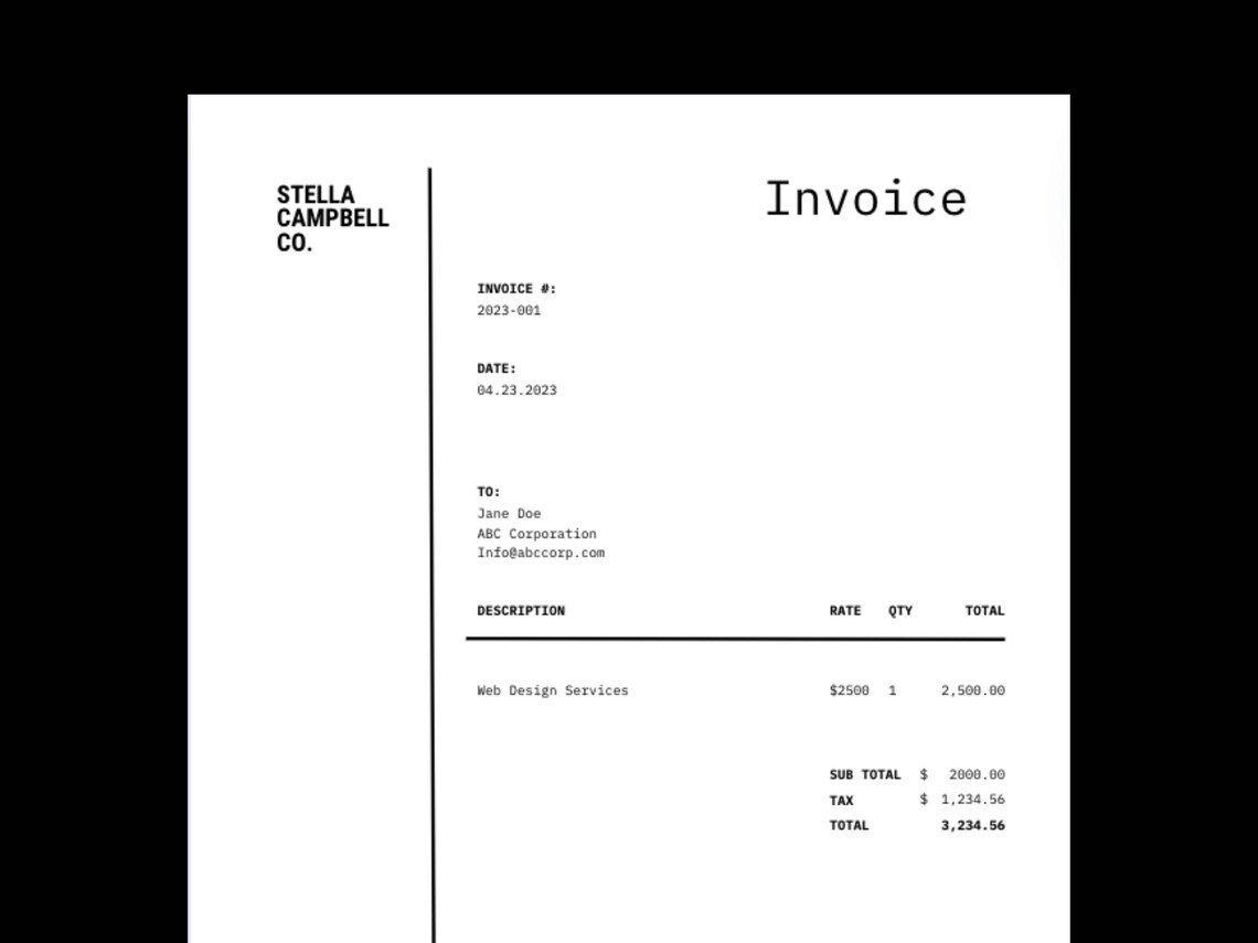 Minimalistic Fun Invoice Template - Etsy