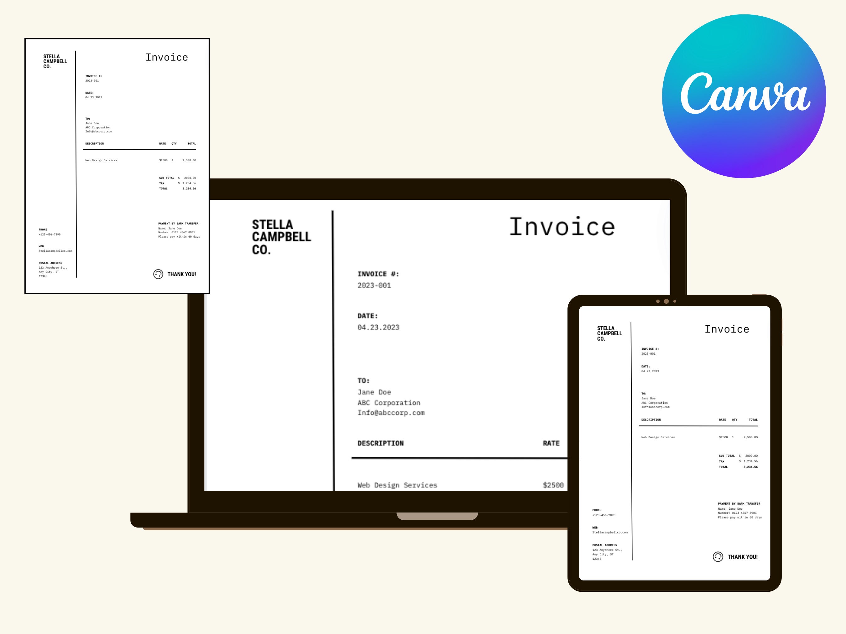 Minimalistic Fun Invoice Template - Etsy