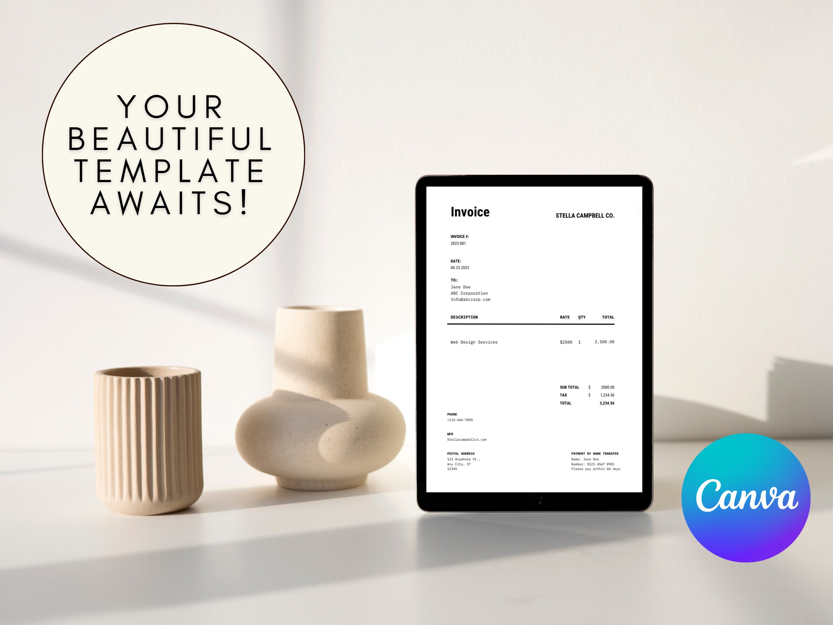 Minimalistic Invoice Template - Etsy