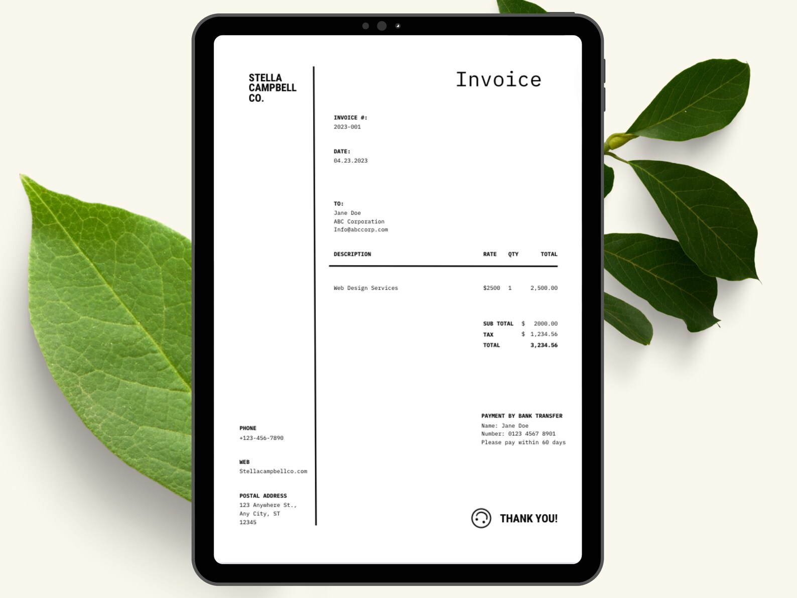 Minimalistic Fun Invoice Template - Etsy