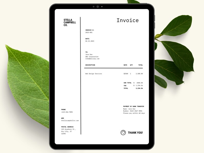Minimalistic Fun Invoice Template - Etsy