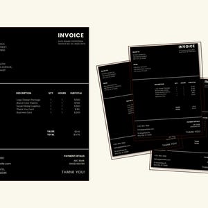Minimalist Business Invoice - Printable Black Neutral Template - Etsy