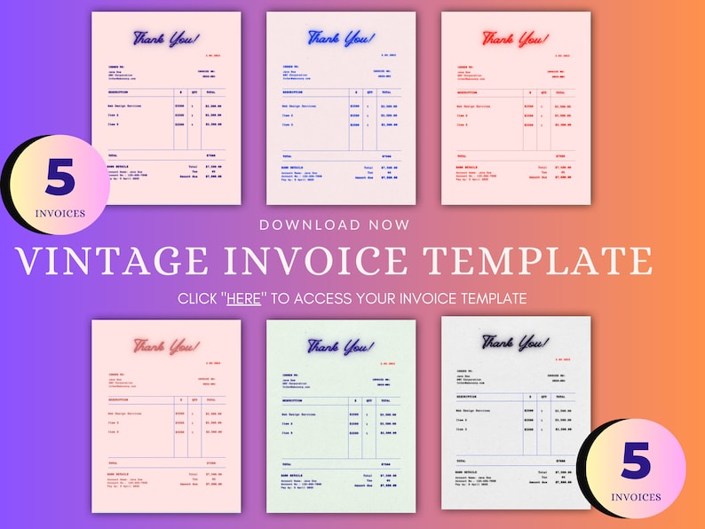 Vintage Invoice Template, Small Business Invoice, Canva Template ...