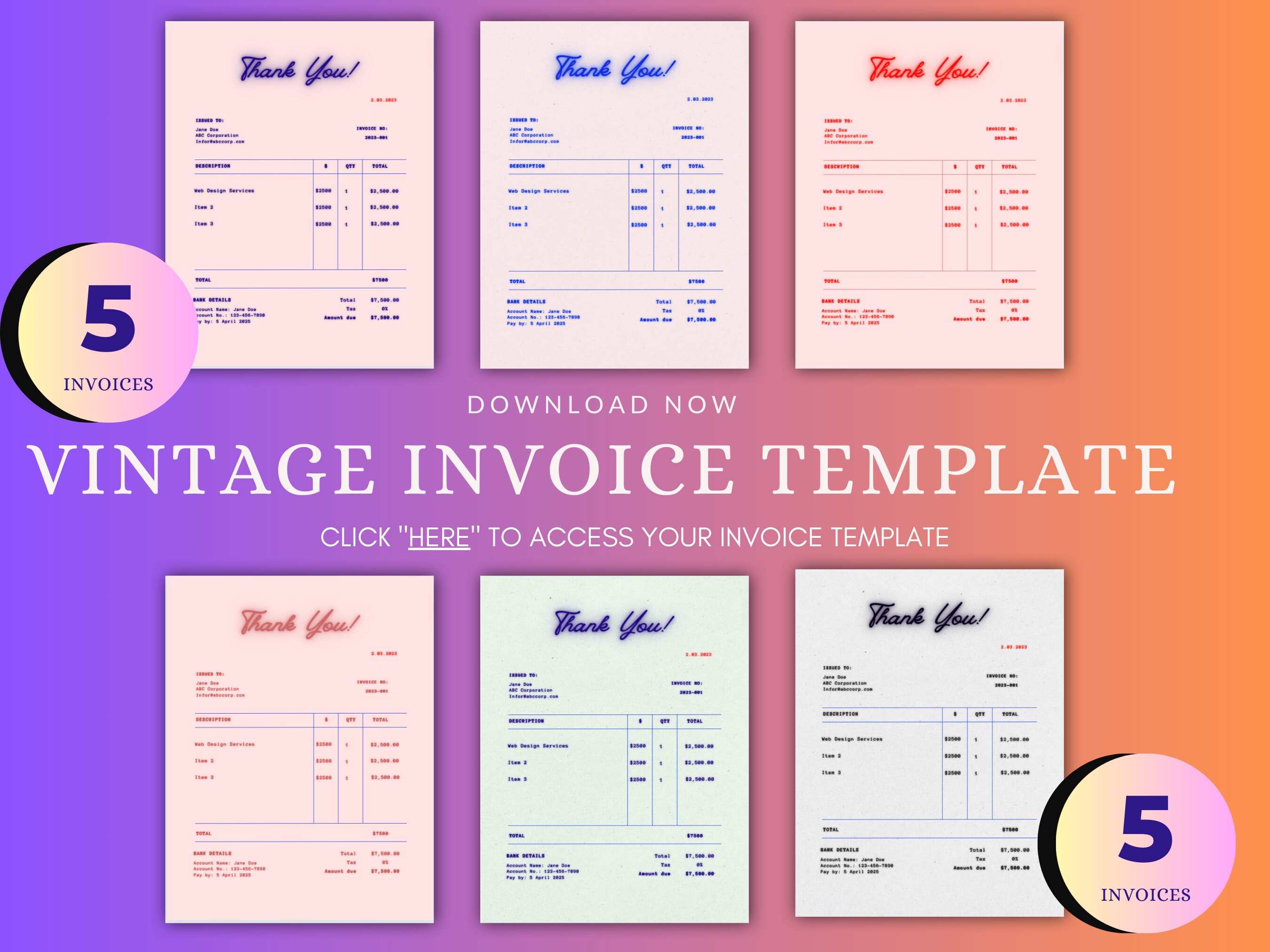 Vintage Invoice Template, Small Business Invoice, Canva Template ...