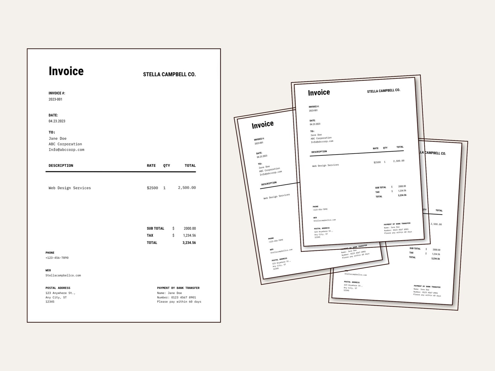 Minimalistic Invoice Template - Etsy