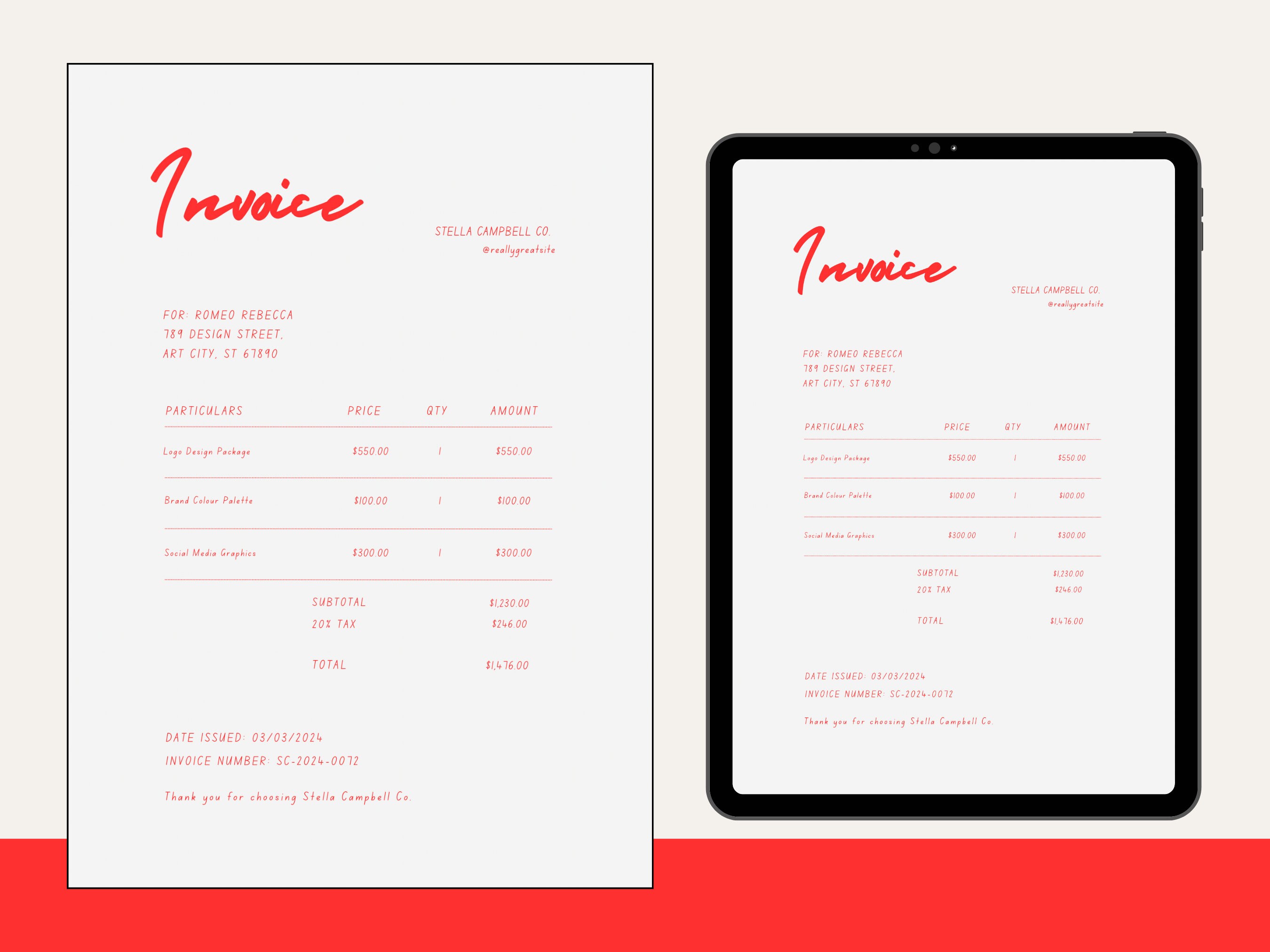 Modern Art Deco Freelancer Billing Invoice Template - Etsy