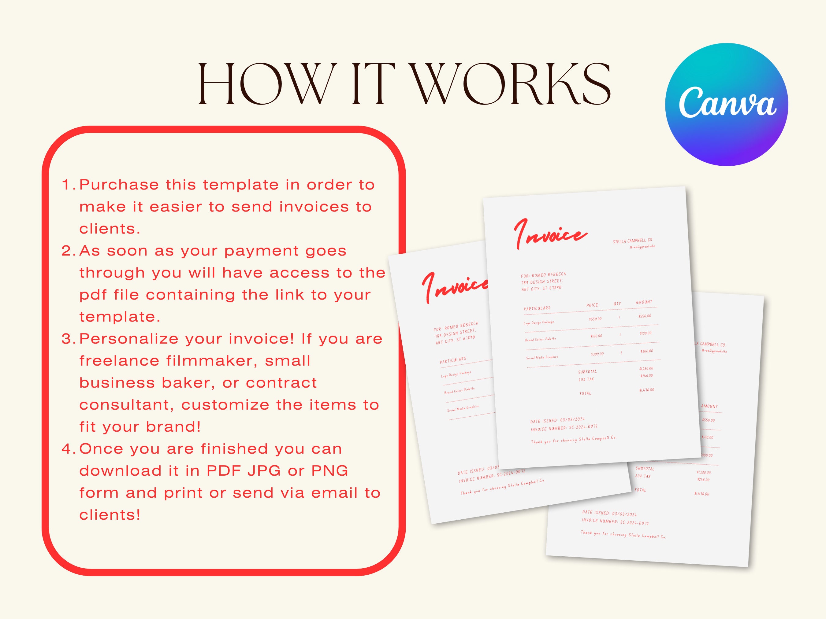 Modern Art Deco Freelancer Billing Invoice Template - Etsy