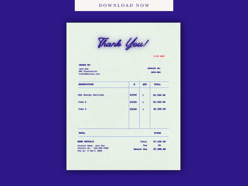 Vintage Invoice Template, Small Business Invoice, Canva Template ...