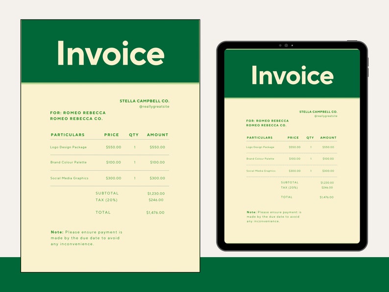 Customizable Small Business Invoice - Printable Receipt Template - Etsy
