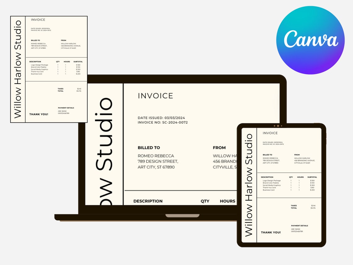 Neutral Minimalist Editable Invoice Receipt for Brand Designers ...