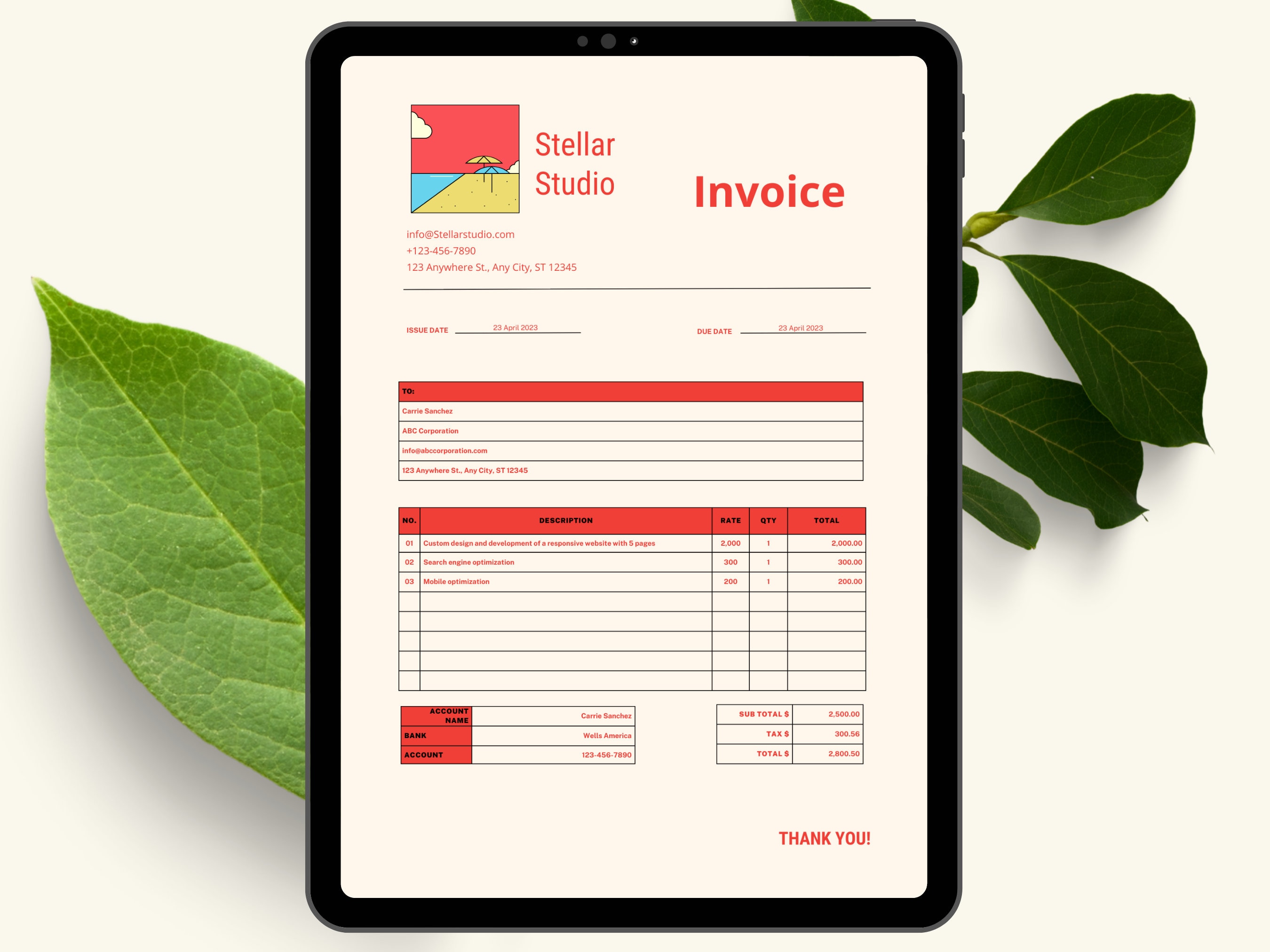 Detailed Creative & Customizable Invoice Template for Illustrators ...