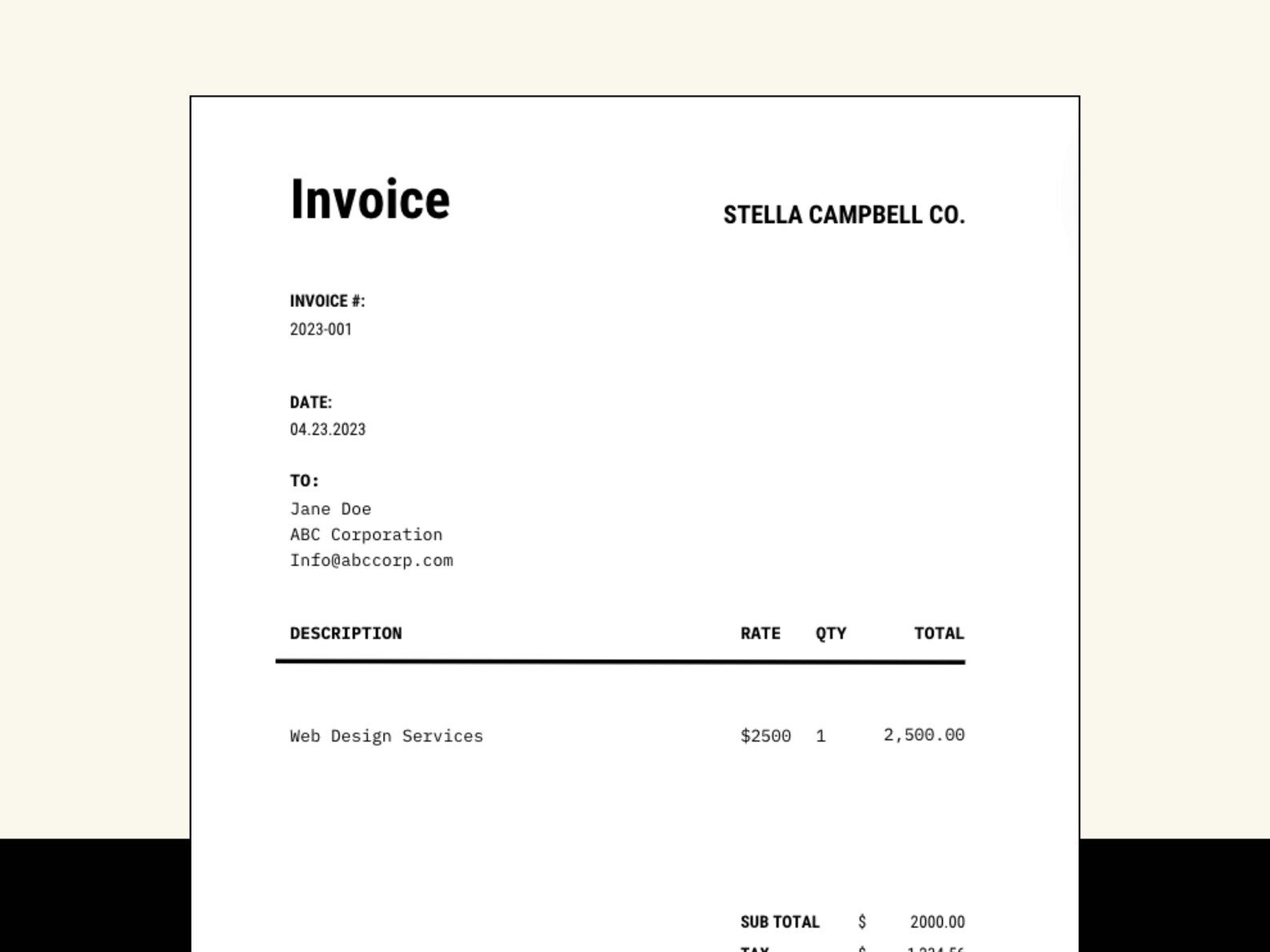 Minimalistic Invoice Template - Etsy