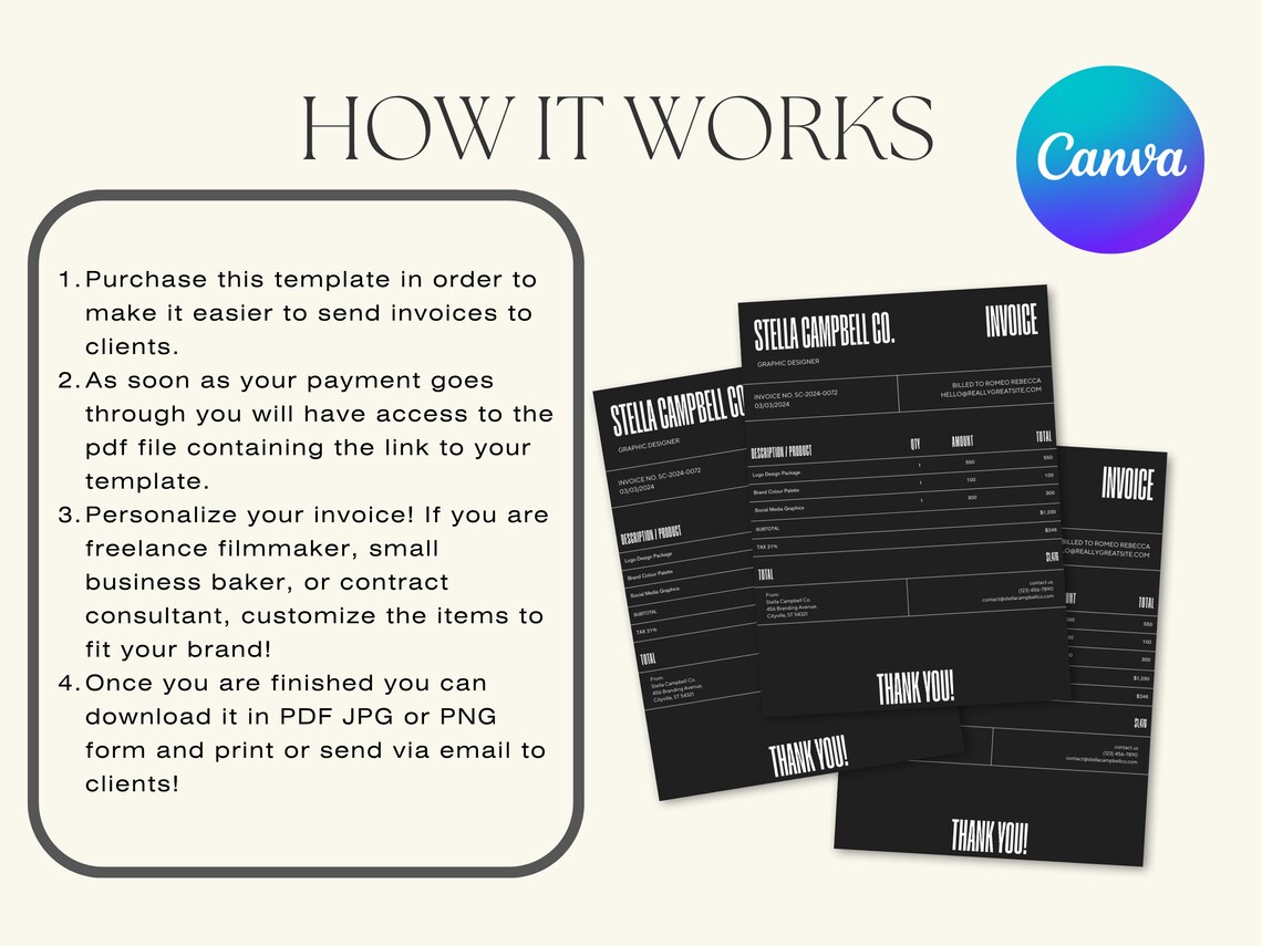 Freelancer Billing Template - Editable Invoice for Graphic Designer ...
