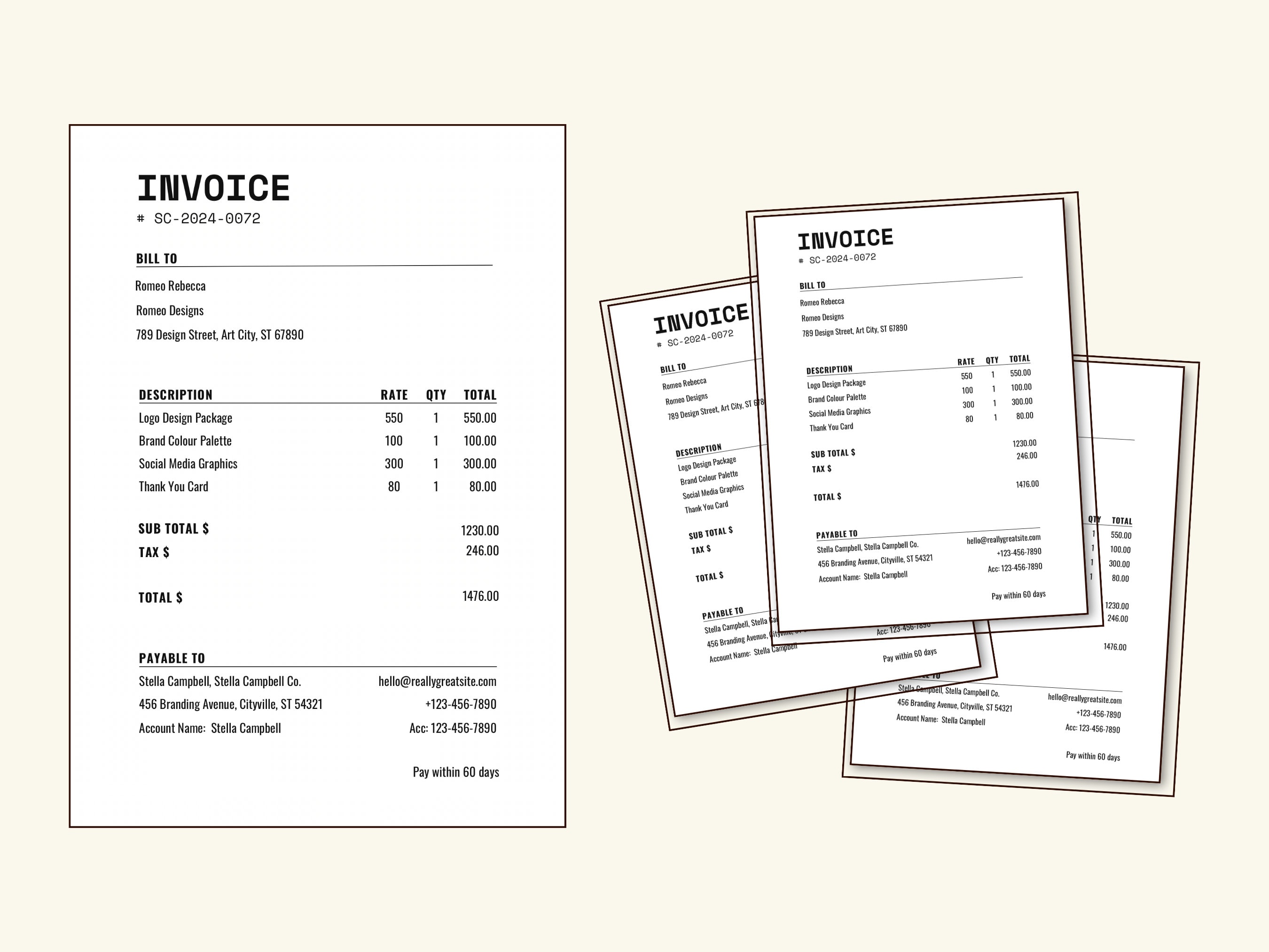 Printable Billing Template - Custom Business Invoice - Etsy