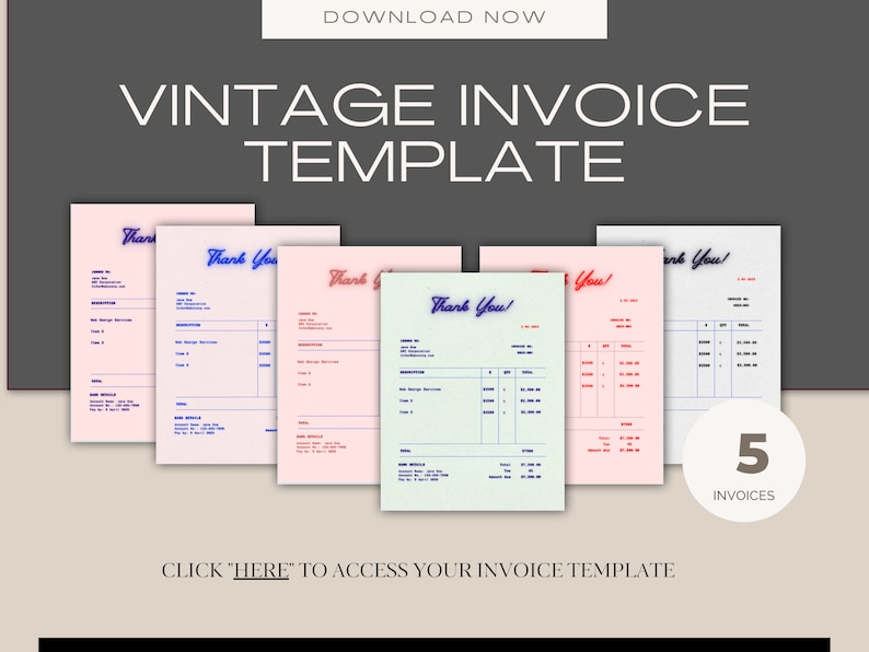 Vintage Invoice Template, Small Business Invoice, Canva Template ...