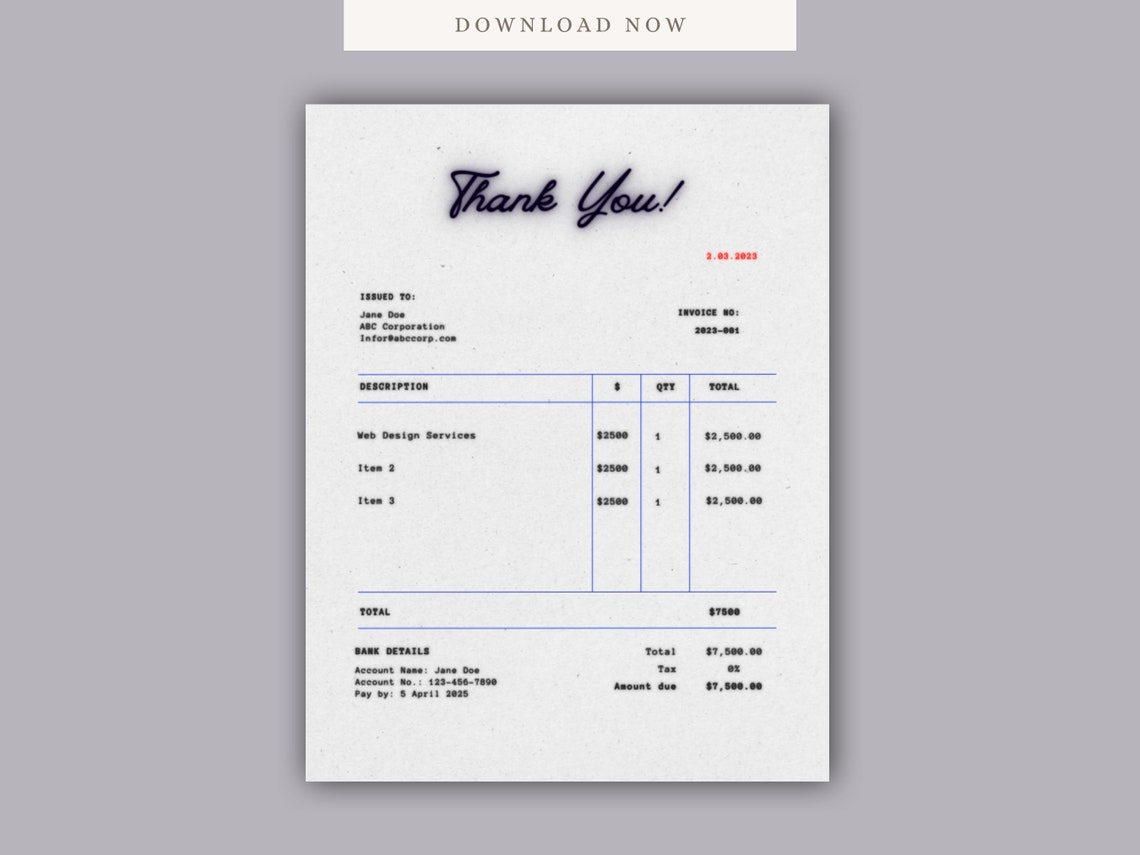 Vintage Invoice Template, Small Business Invoice, Canva Template ...
