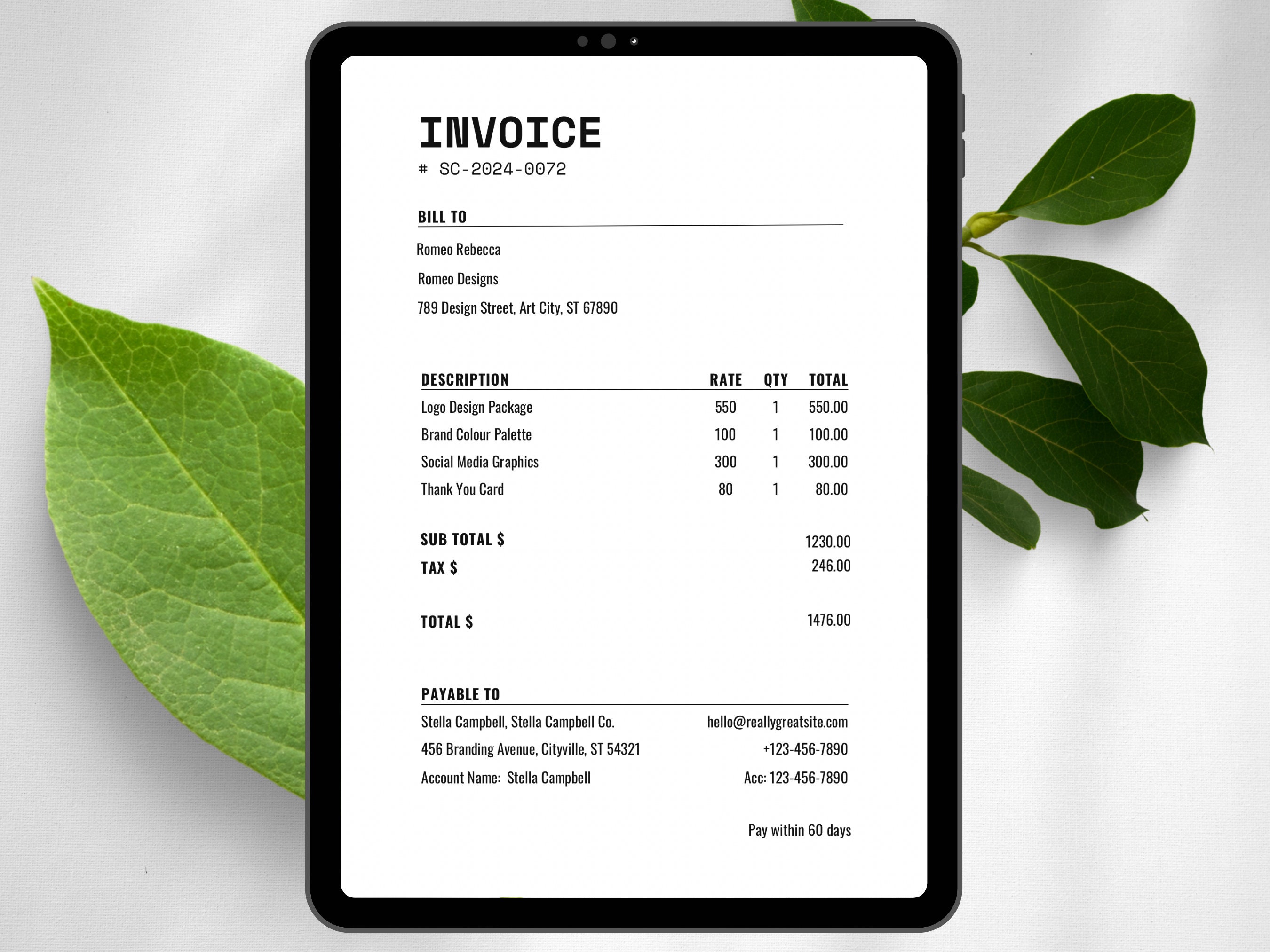 Printable Billing Template - Custom Business Invoice - Etsy