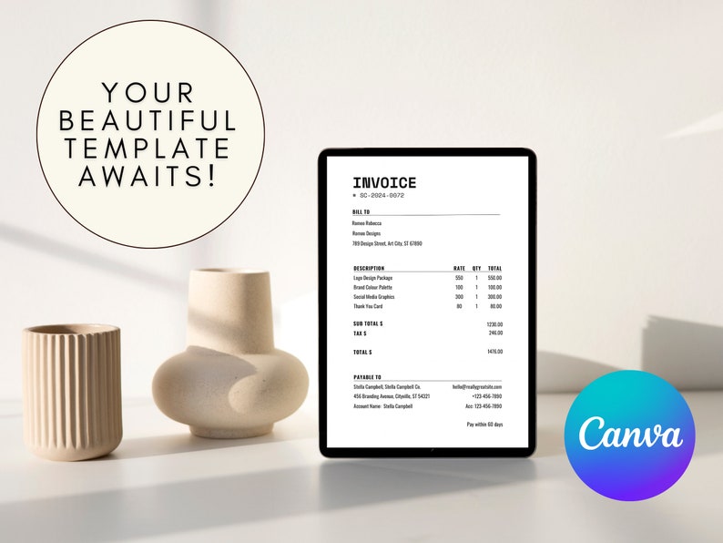 Printable Billing Template - Custom Business Invoice - Etsy
