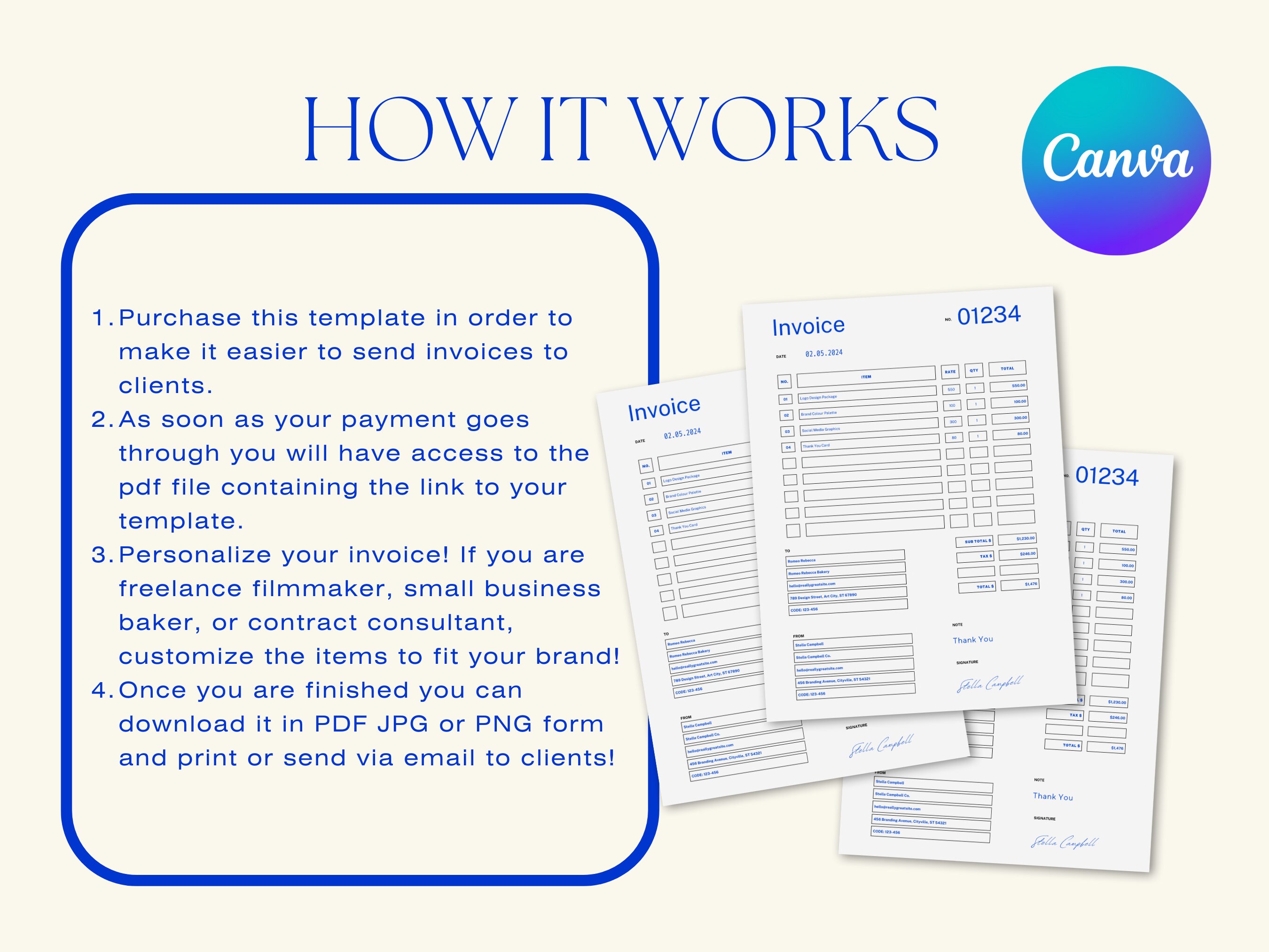 Detailed Freelancer Billing Template - Minimalist Business Invoice - Etsy