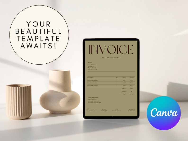 Neutral Minimalist Editable Invoice Receipt - Etsy