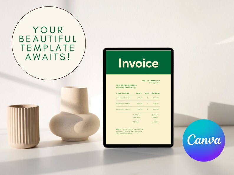 Customizable Small Business Invoice - Printable Receipt Template - Etsy