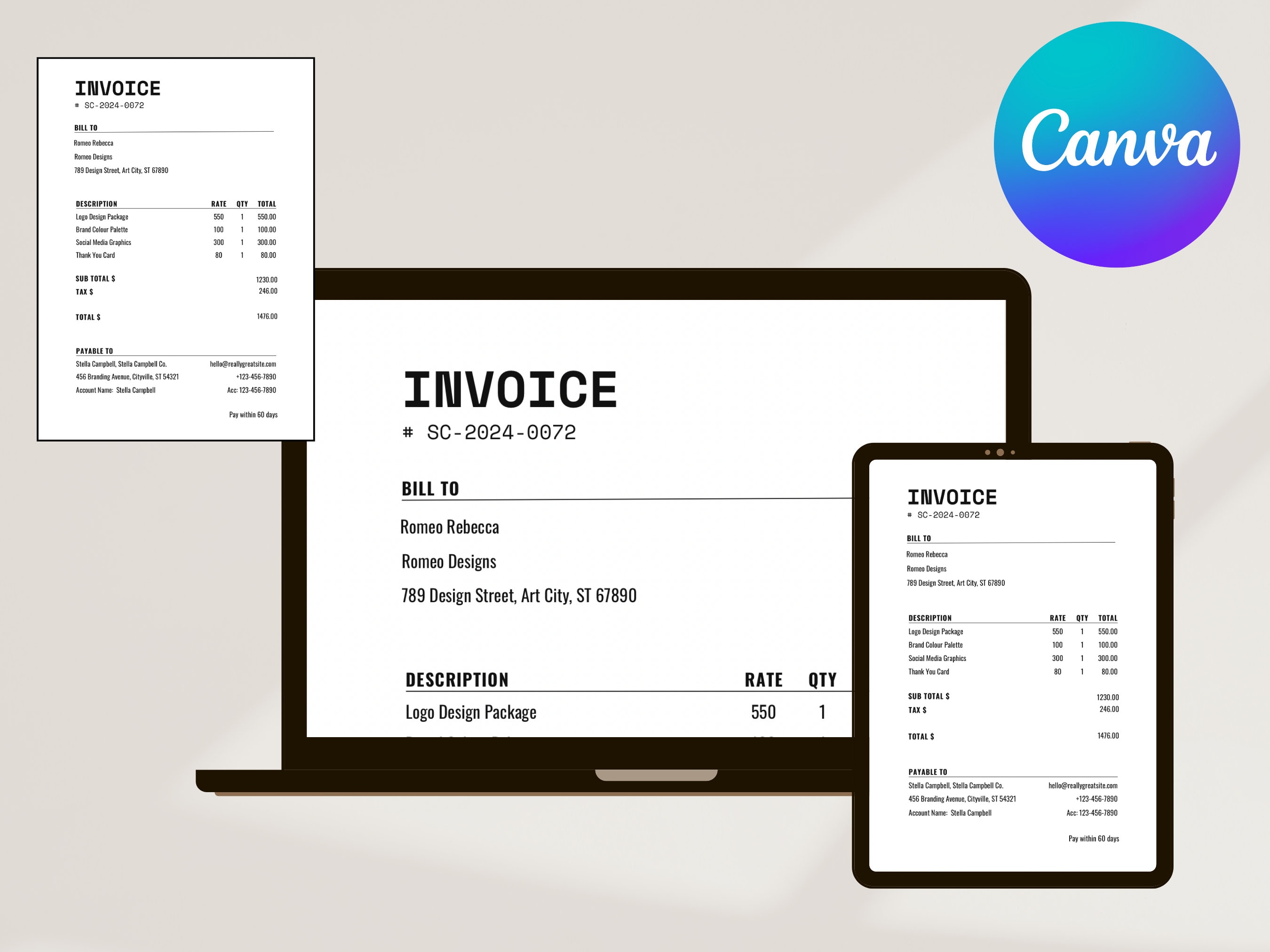 Printable Billing Template - Custom Business Invoice - Etsy